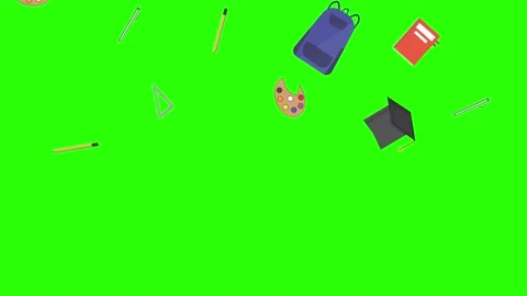 Back to school elements animation on gre... | Stock Video | Pond5