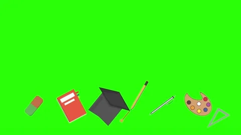 Back to school elements animation on gre... | Stock Video | Pond5