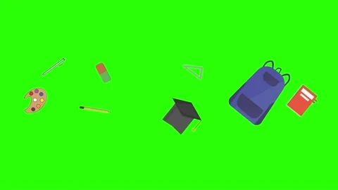 Back to school elements animation on gre... | Stock Video | Pond5