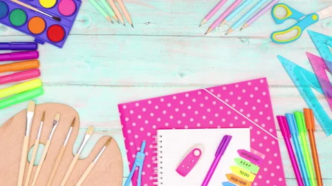 Back to school stop motion. School suppl... | Stock Video | Pond5