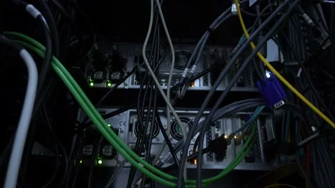 Back of server rack. Dark server room. | Stock Video | Pond5
