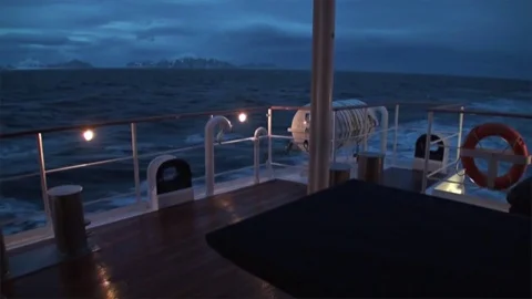 Back of ship at night on background of m... | Stock Video | Pond5