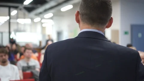 Back view of american leader standing fr... | Stock Video | Pond5