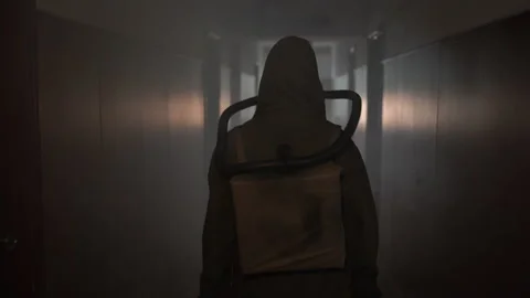 Back view of an apocalypse survivor wear... | Stock Video | Pond5