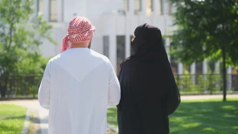 Back view Arab couple in traditional mid... | Stock Video | Pond5