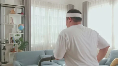 Back View Of Asian Fat Man Running On A ... | Stock Video | Pond5