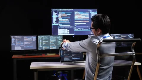 Back View Of Asian Male Programmer Stret... | Stock Video | Pond5