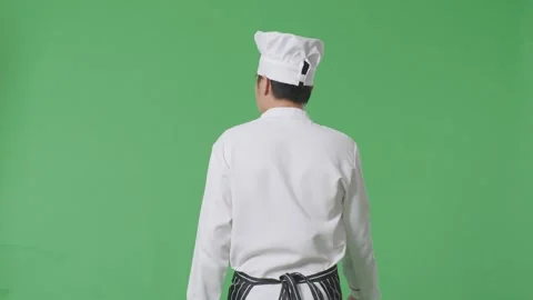 Back View Of Asian Man Chef Walking And ... | Stock Video | Pond5