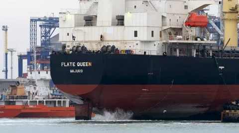 Back view of the bulker ship with rotati... | Stock Video | Pond5