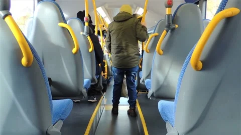 Back view of bus with a man getting off ... | Stock Video | Pond5