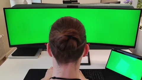 Back view business man working on a comp... | Stock Video | Pond5