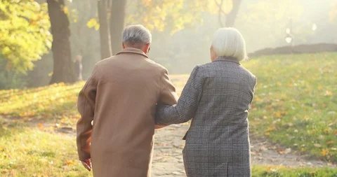 Back view on the Caucasian old couple wa... | Stock Video | Pond5