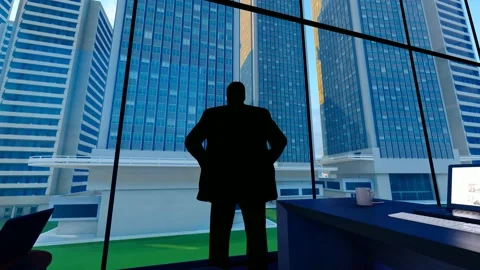Back view of company boss meditating and... | Stock Video | Pond5