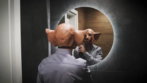 back view of creapy scary man with horro... | Stock Video | Pond5