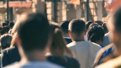 Back view of the crowd of people running... | Stock Video | Pond5