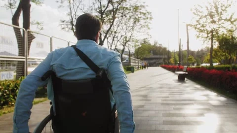 Back view of disabled middle aged man re... | Stock Video | Pond5