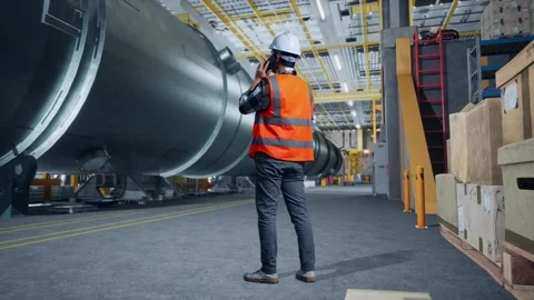 Back View Of Engineer Talking On Smartph... | Stock Video | Pond5