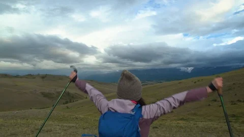 Back view of excited hipster girl standi... | Stock Video | Pond5