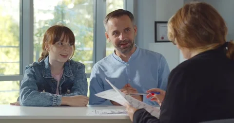 Back view of female headmaster interview... | Stock Video | Pond5