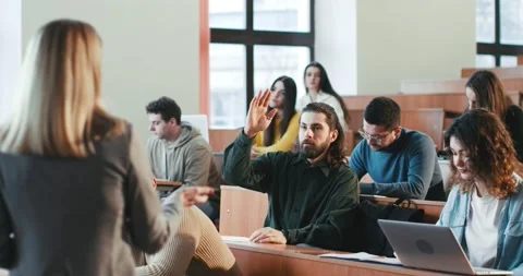 Back view on female professor at Univers... | Stock Video | Pond5