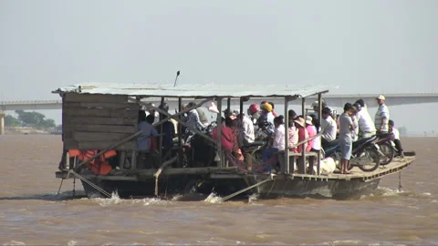 Back view of a ferry boat with passenger... | Stock Video | Pond5