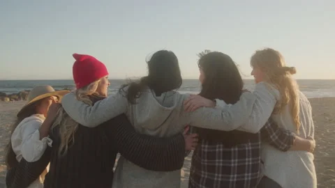 Back View of Friends Together at the Bea... | Stock Video | Pond5