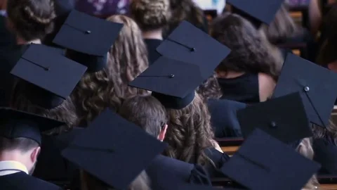 Back view of graduating students in acad... | Stock Video | Pond5