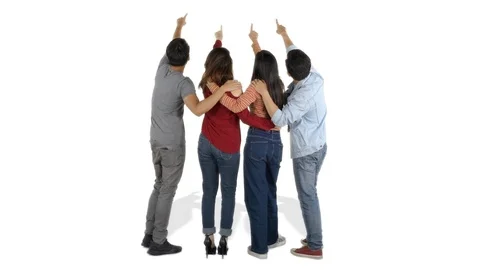 Back view group of people pointing up in... | Stock Video | Pond5