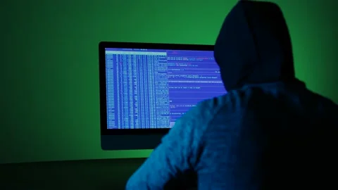Back view of hacker programmer wearing a... | Stock Video | Pond5
