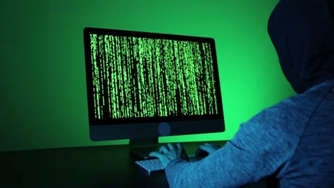 Back view of hacker programmer wearing a... | Stock Video | Pond5