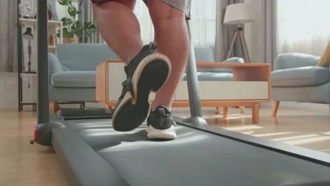 Back View Of Legs Of Asian Fat Man Train... | Stock Video | Pond5