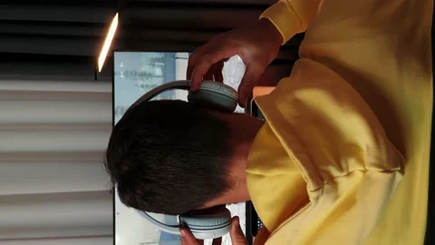 Back view of male gamer playing computer... | Stock Video | Pond5