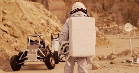 Back view on the NASA spaceman in the fu... | Stock Video | Pond5