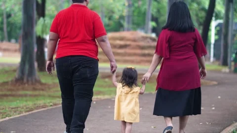 Back view of parents walking with their ... | Stock Video | Pond5