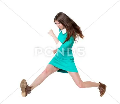 Back view of running woman Stock Photo ~ Image #66453480