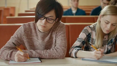 Back View of the Students in the Lecture... | Stock Video | Pond5