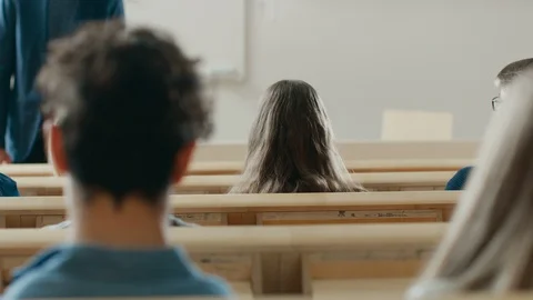 Back View of the Students in the Lecture... | Stock Video | Pond5