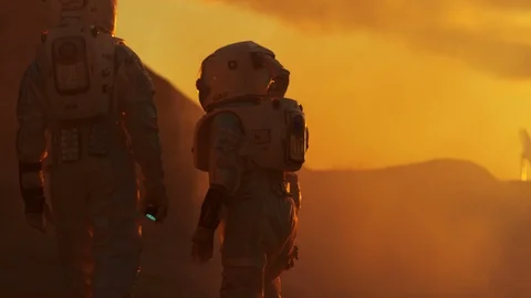Back View of the Two Astronauts Wearing ... | Stock Video | Pond5