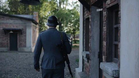 Back view of a young man in a German WW2... | Stock Video | Pond5