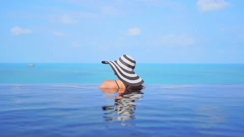 Back View of the Young Woman in Infinity... | Stock Video | Pond5