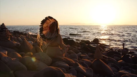 Back of the woman in native american ind... | Stock Video | Pond5