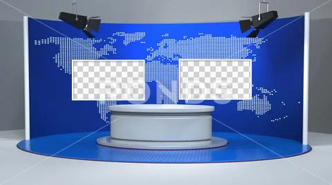 Backdrop For TV Shows .TV On Wall.3D Virtual News Studio Background ...