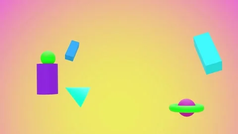 background of floating 3d figures of dif... | Stock Video | Pond5