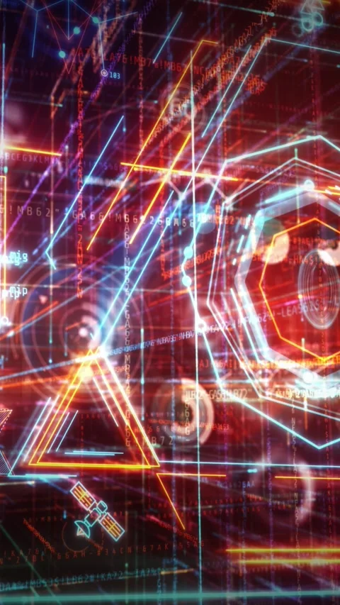 Background with moving 3D digital infogr... | Stock Video | Pond5