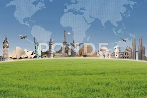 Background travel destination on world map: Royalty Free #38409566
