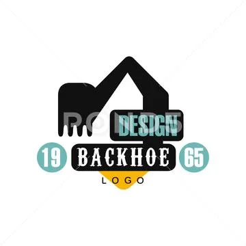 Backhoe logo design, estd 1965, excavator equipment service label ...