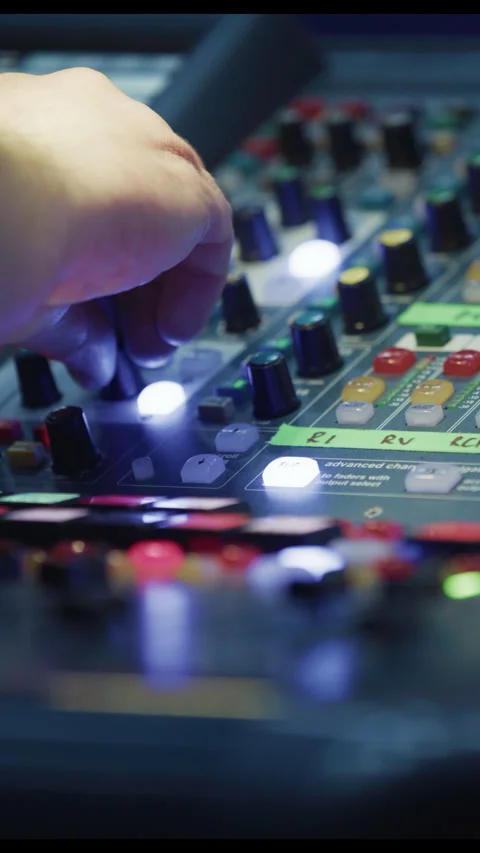 Backstage control room. Control panel wi... | Stock Video | Pond5