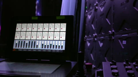 Backstage theatre control panel board | Stock Video | Pond5