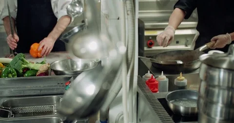 backstage workflow in the kitchen of the... | Stock Video | Pond5