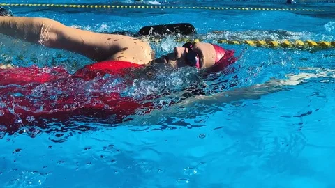 Backstroke Professional Swimming woman s... | Stock Video | Pond5